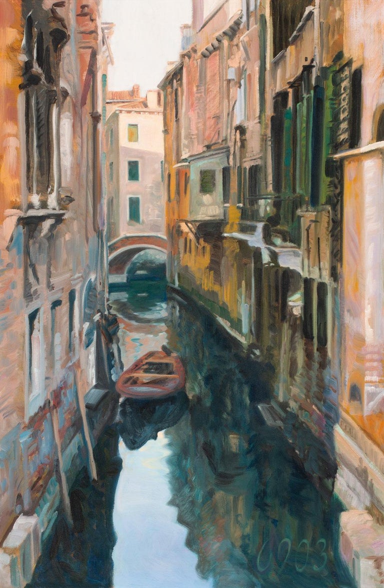 Andrew Jones - "Shadowed Canal" Original Oil Painting on Canvas by ...