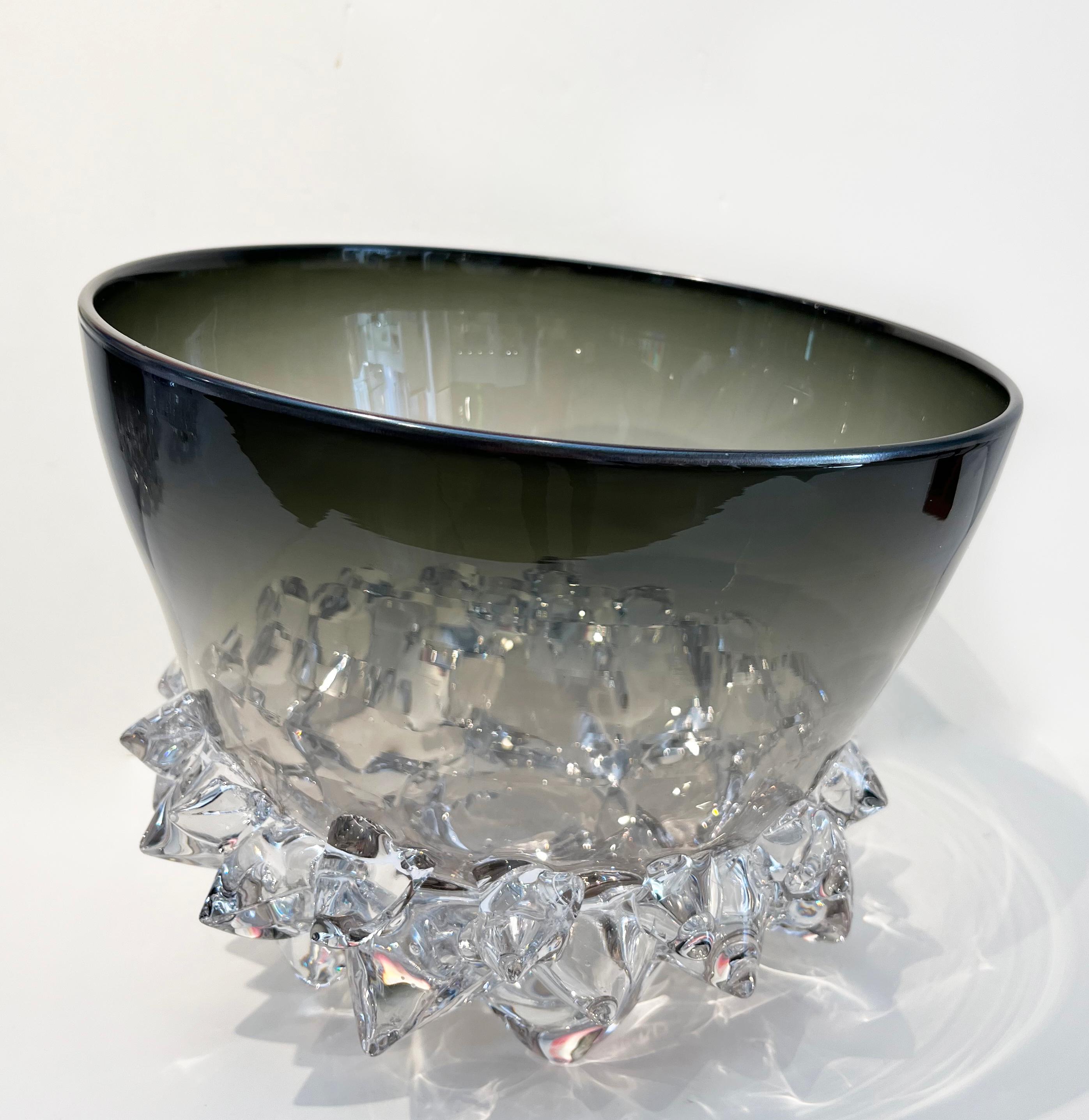Andrew Madvin - 11" Glass thorn vessel, neutral gray, grey, art glass ...