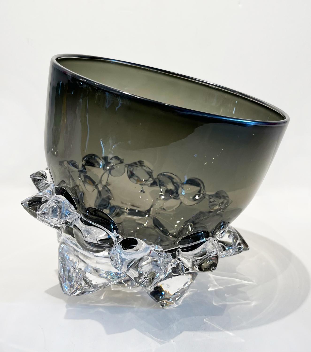 Andrew Madvin - 11" Glass thorn vessel, neutral gray, grey, art glass ...
