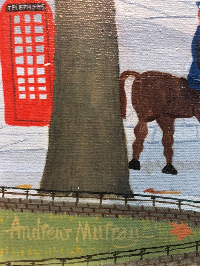 Andrew Murray - Garrick Theatre Naive London Street Scene Folk Art Oil ...