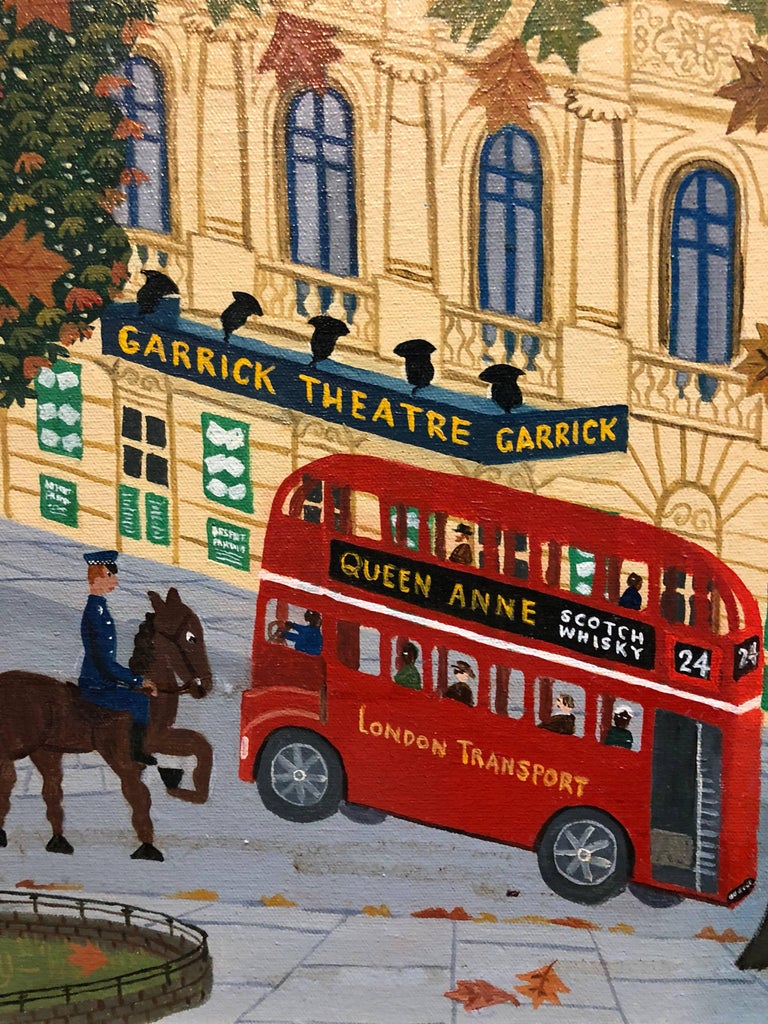 Andrew Murray - Garrick Theatre Naive London Street Scene Folk Art Oil ...