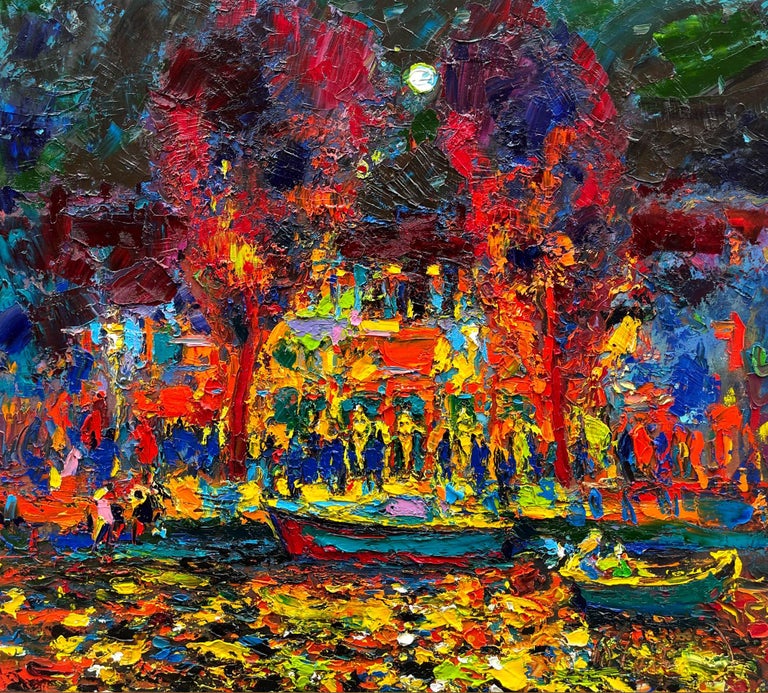 Andrey Chebotaru - Night on the street, Painting, Oil on Canvas For ...