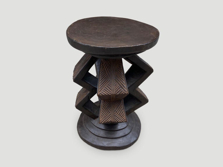 Andrianna Shamaris Antique African Mahogany Wood Side Table or Pedestal ...