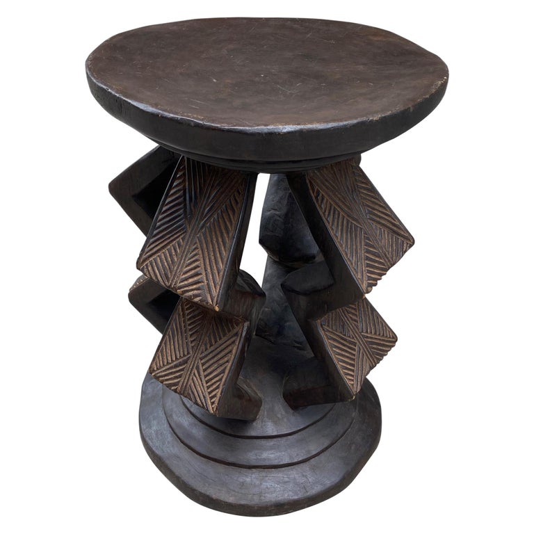 Andrianna Shamaris Antique African Mahogany Wood Side Table or Pedestal ...