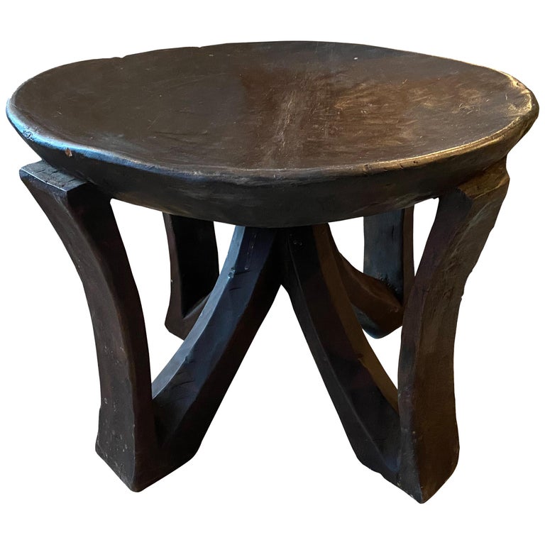 Antique Mahogany Wood African Sculptural Side Table or Bowl at 1stDibs