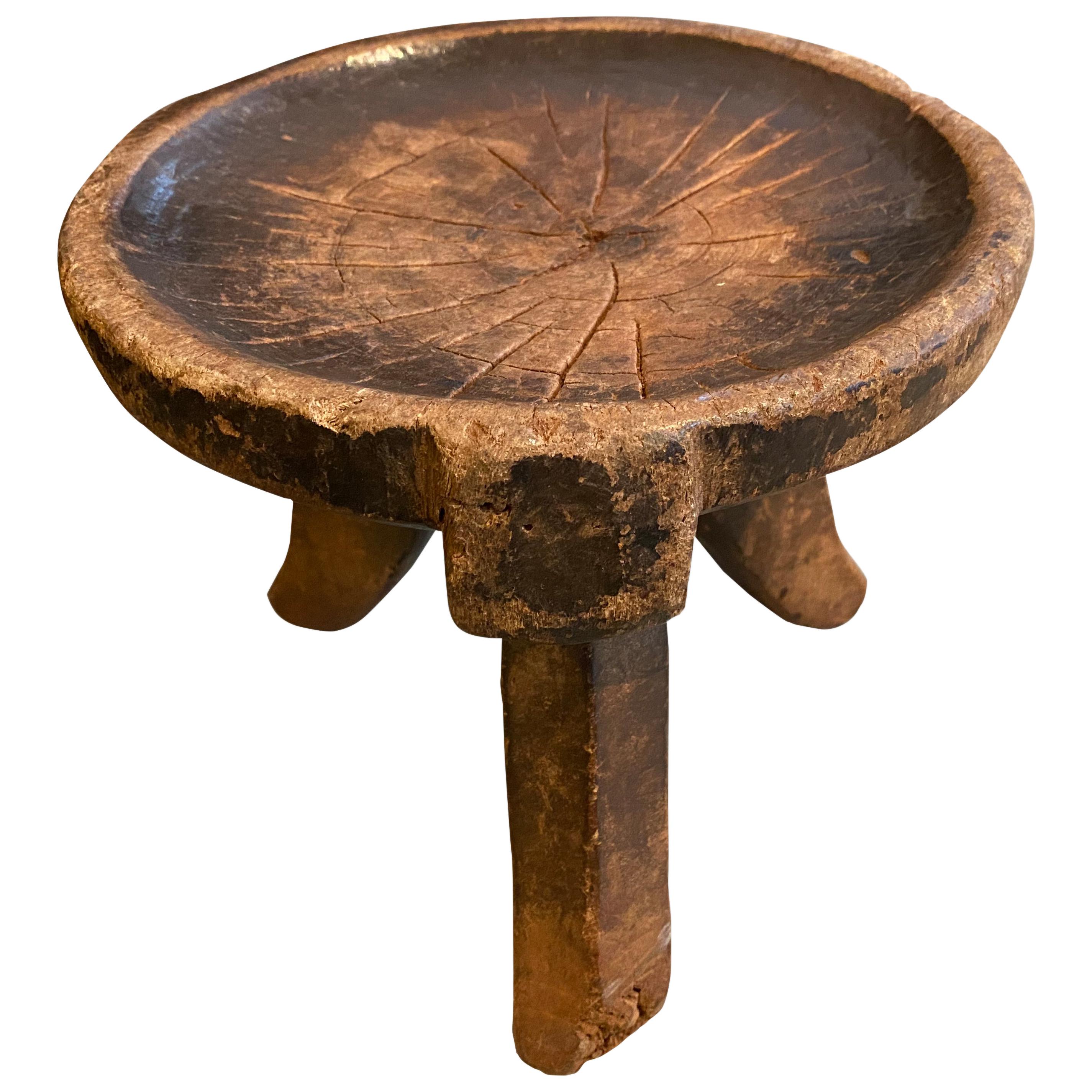Andrianna Shamaris Antique Mahogany Wood African Stool or Side Table at ...