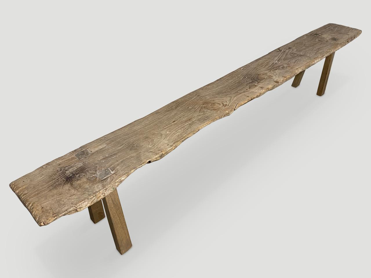 Andrianna Shamaris Antique Teak Wood Long Bench at 1stDibs