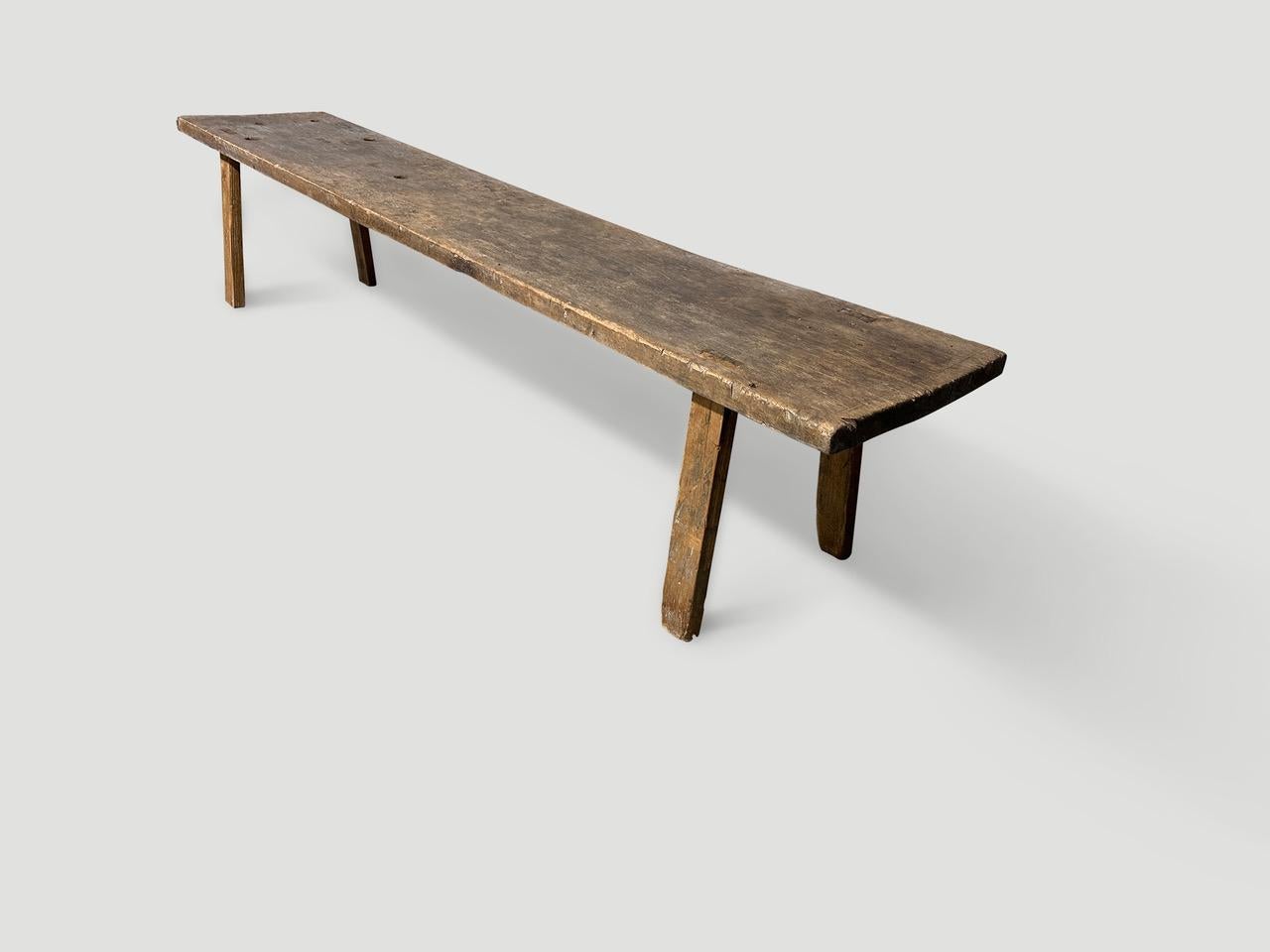 Andrianna Shamaris Antique Teak Wood Wide Bench at 1stDibs