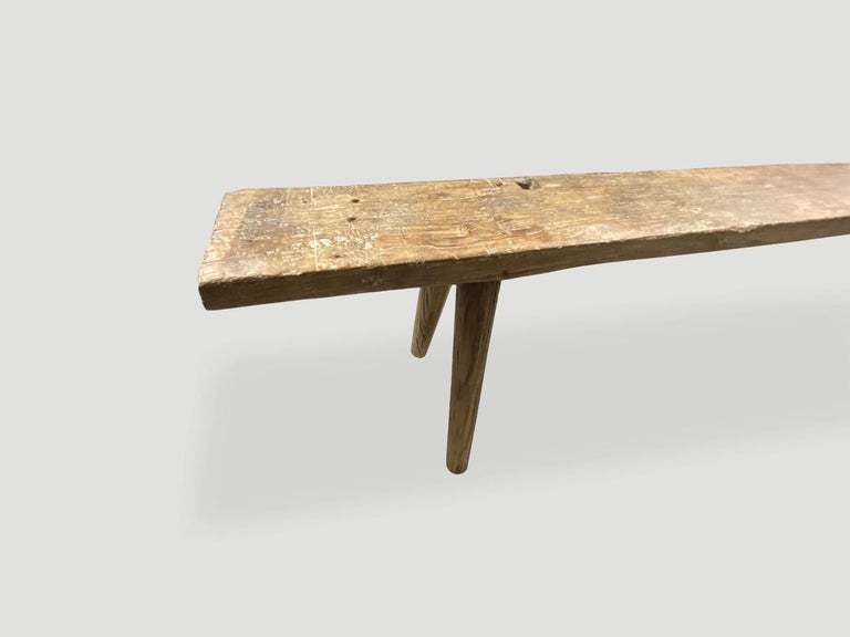 Andrianna Shamaris Antique Wabi Sabi Teak Wood Bench For Sale at 1stDibs
