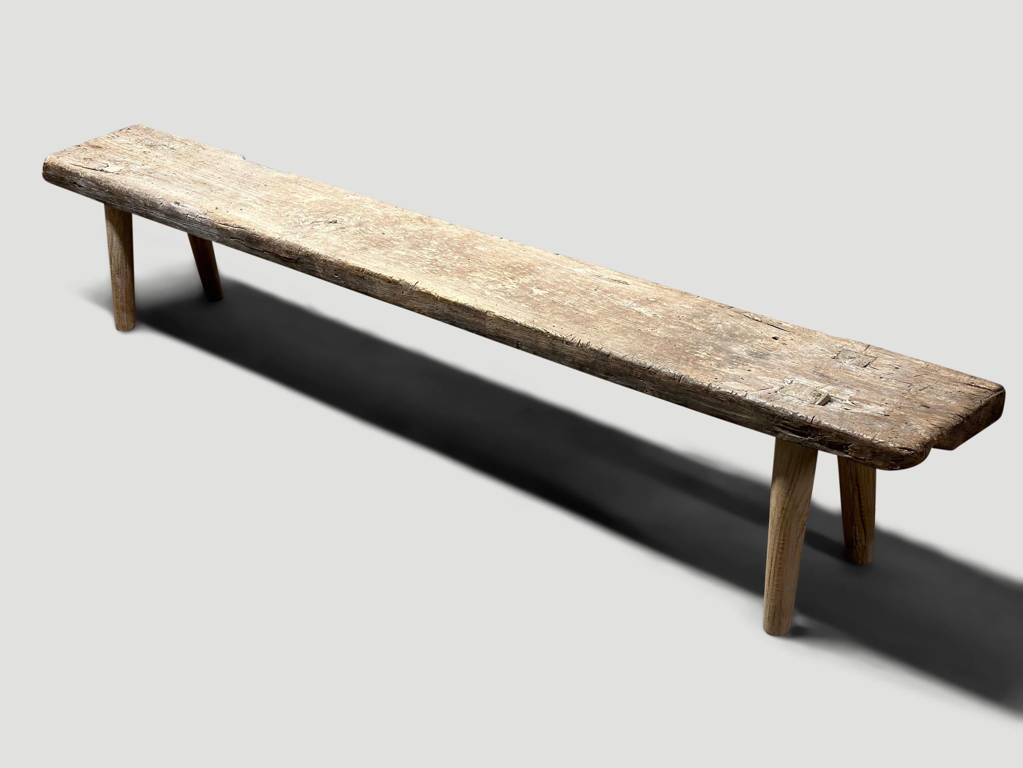 Andrianna Shamaris Antique Wabi Sabi Teak Wood Bench For Sale at 1stDibs