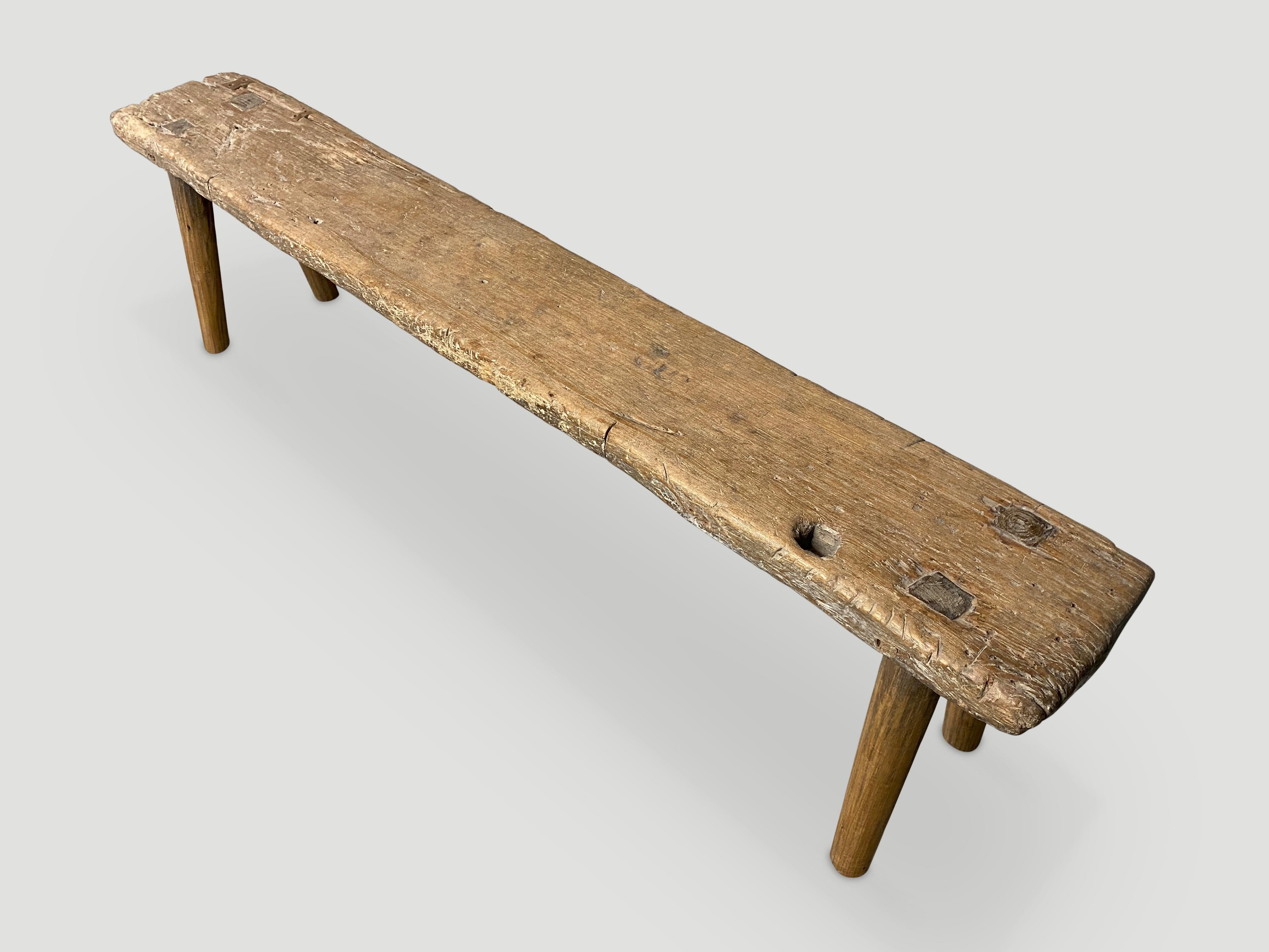 Andrianna Shamaris Antique Wabi Sabi Teak Wood Bench at 1stDibs