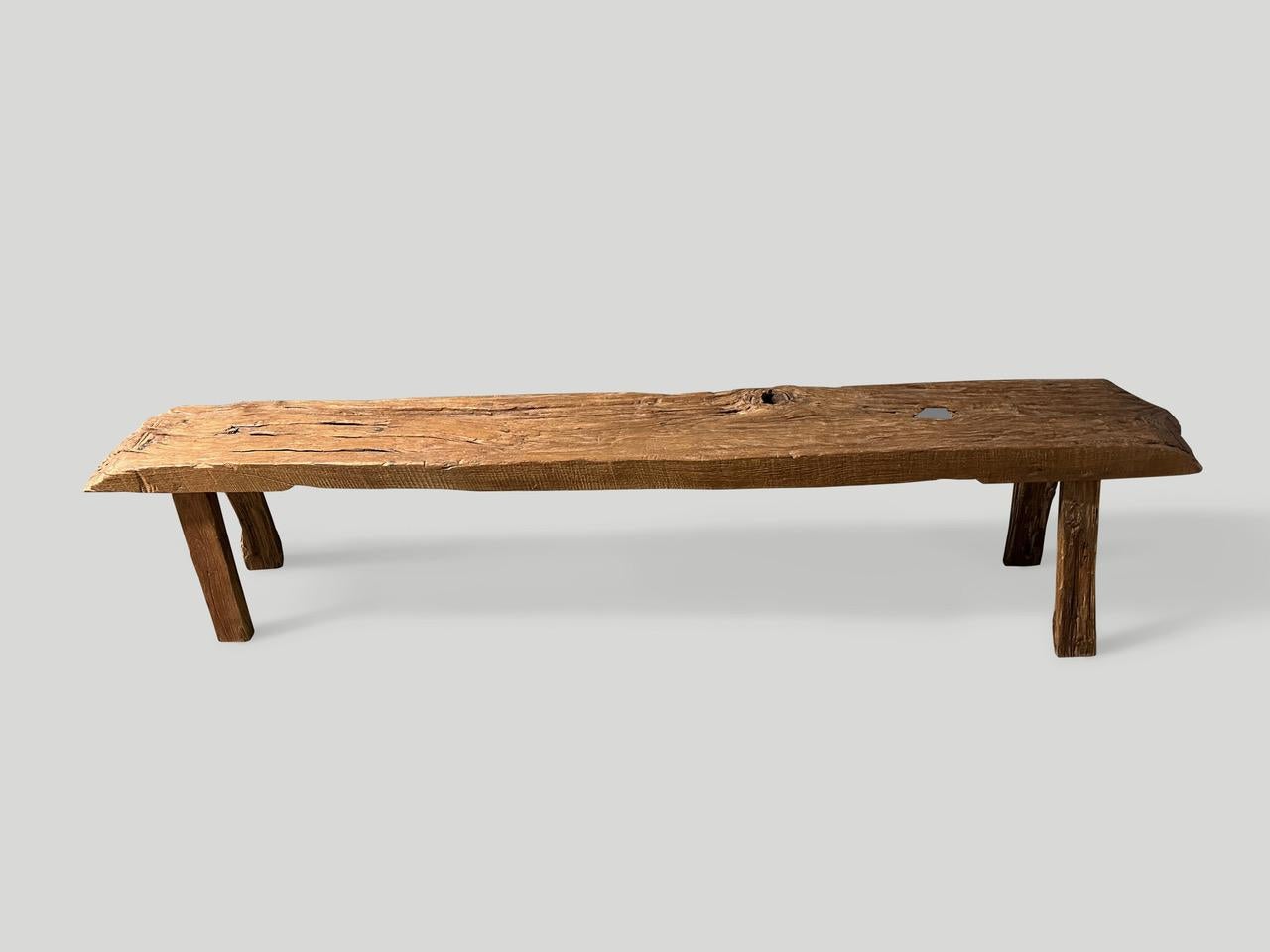 Andrianna Shamaris Antique Wabi Sabi Teak Wood Bench For Sale at 1stDibs