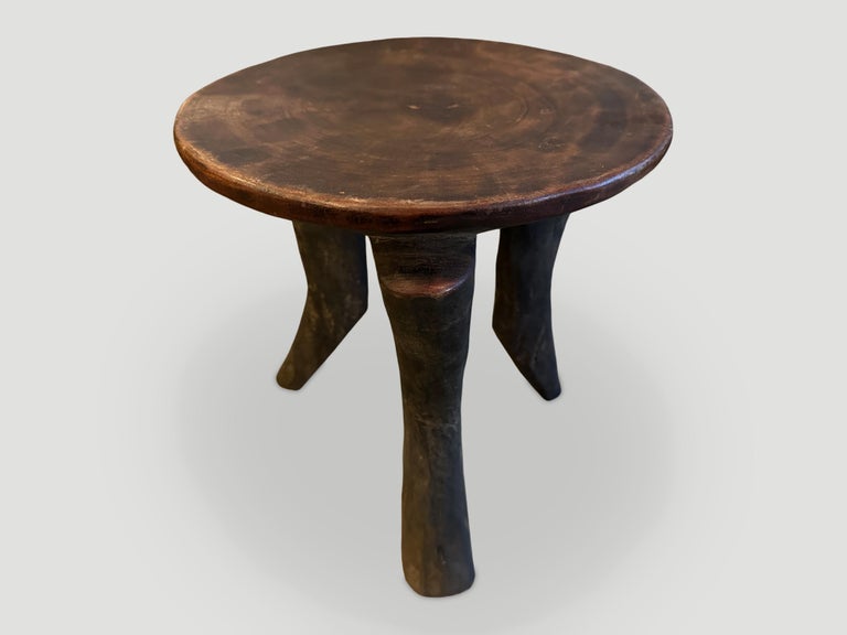 Andrianna Shamaris Antique Wooden African Side Table For Sale at 1stDibs