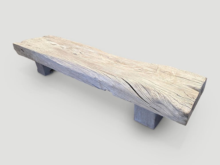 Andrianna Shamaris Bleached Teak Wood Log Bench or Coffee Table For ...