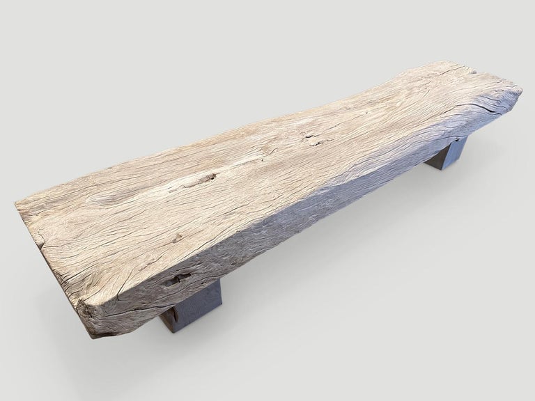 Andrianna Shamaris Bleached Teak Wood Log Bench or Coffee Table For ...