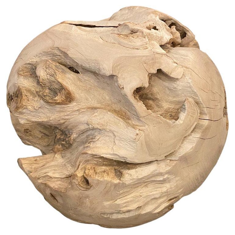 Andrianna Shamaris Bleached Teak Wood Organic Sphere For Sale at 1stDibs