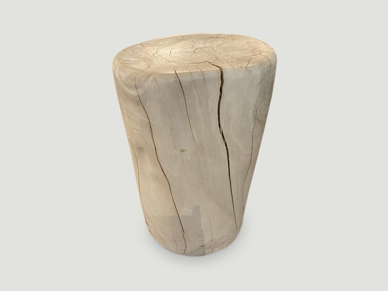 Andrianna Shamaris Bleached Teak Wood Side Table or Stool at 1stDibs