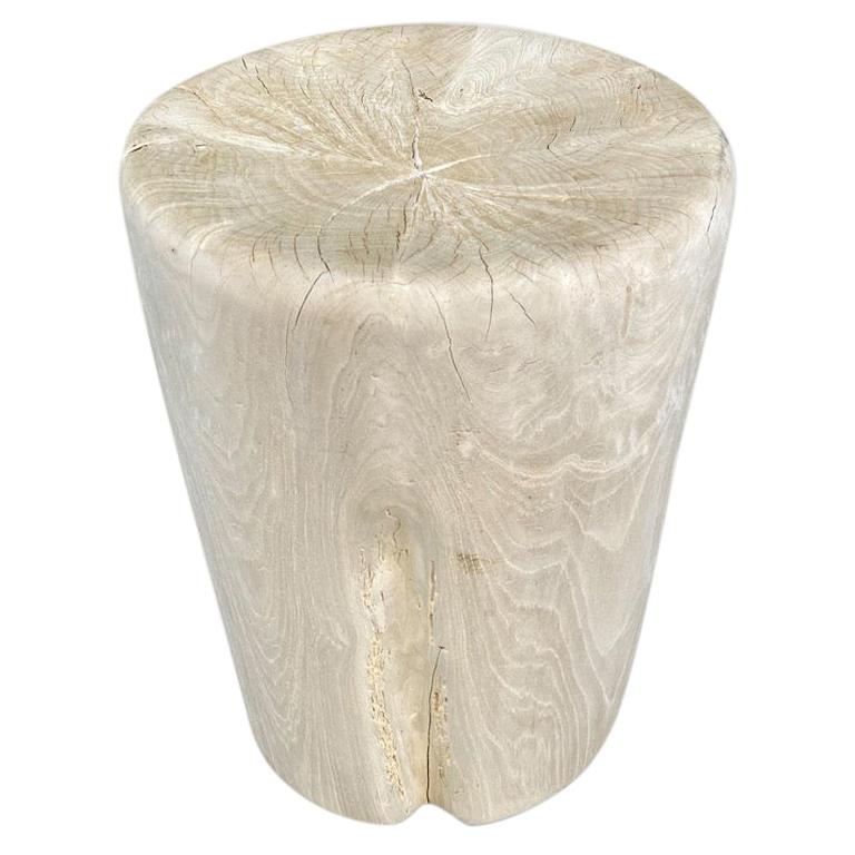 Andrianna Shamaris Bleached Teak Wood Side Table or Stool at 1stDibs