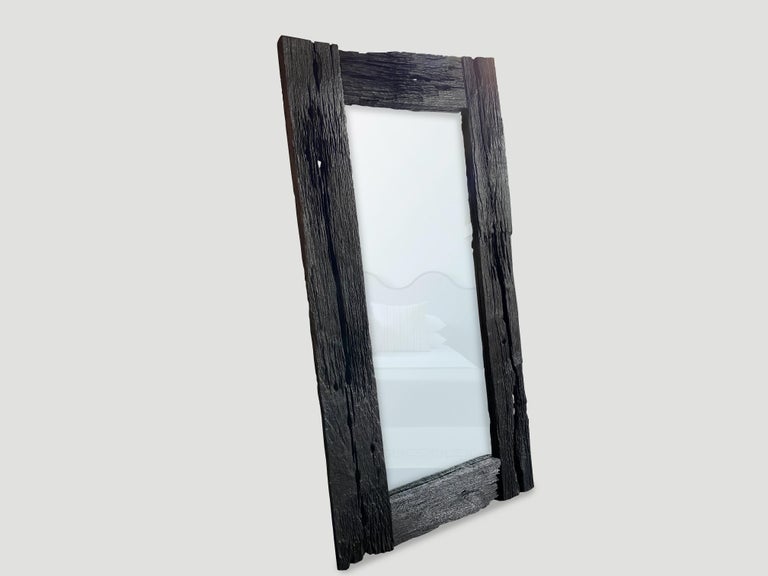 Andrianna Shamaris Charred Iron Wood Mirror For Sale at 1stDibs