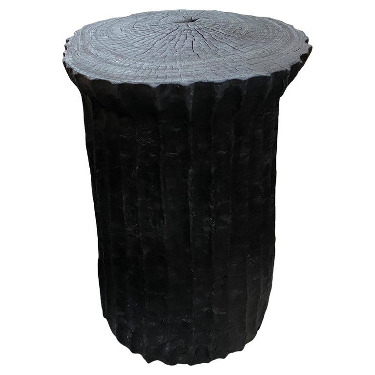 Andrianna Shamaris Charred Teak Wood Minimalist Column Pedestal For ...