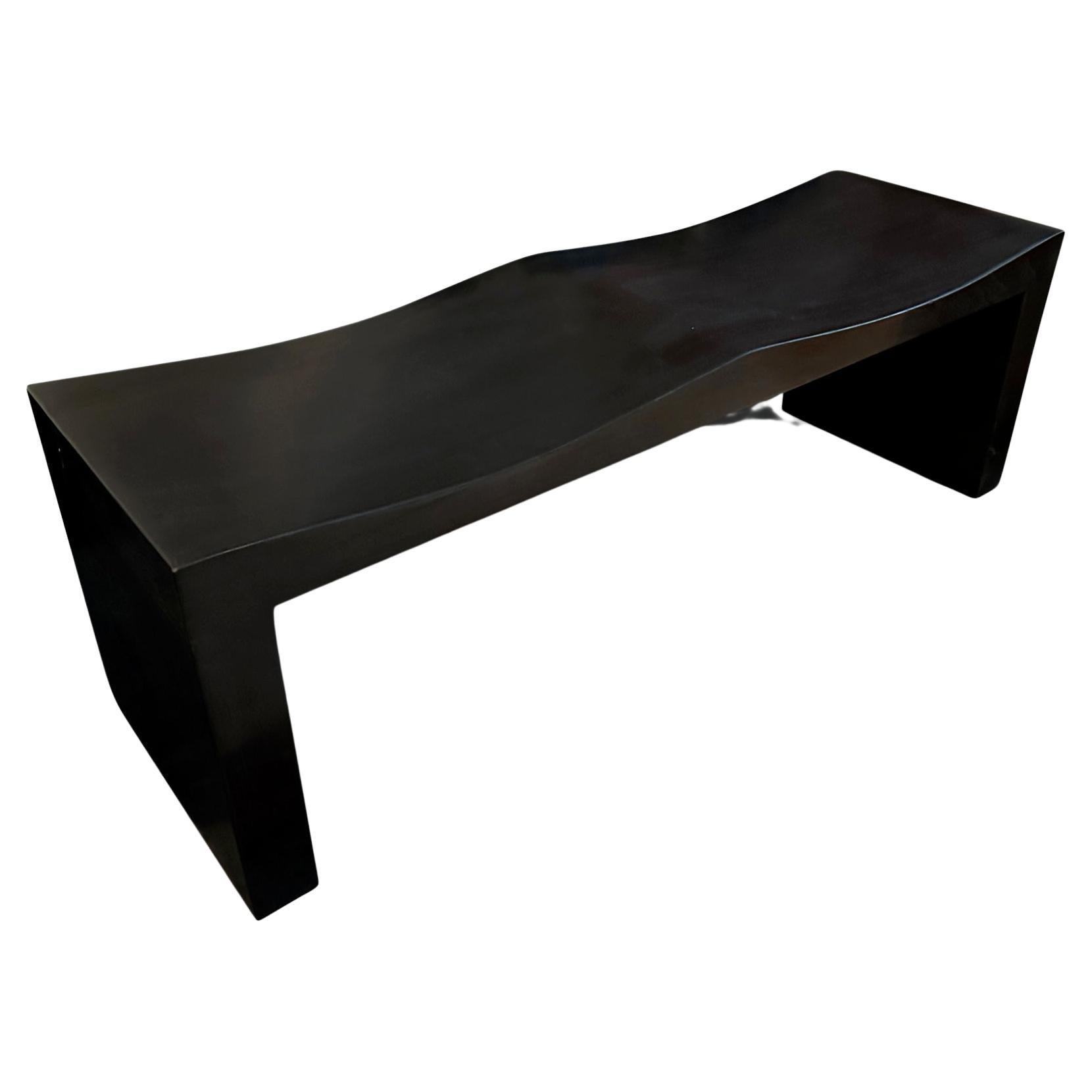Andrianna Shamaris Charred Teak Wood Wave Bench For Sale at 1stDibs