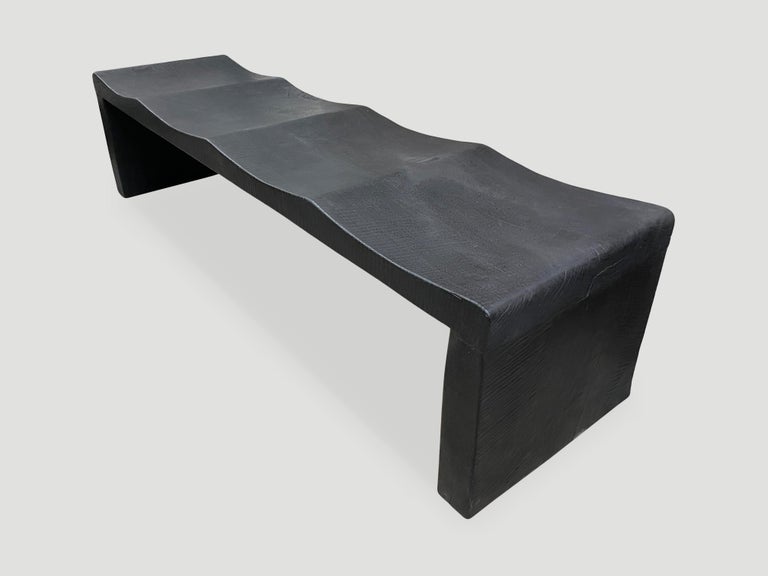 Andrianna Shamaris Charred Wave Bench For Sale at 1stDibs