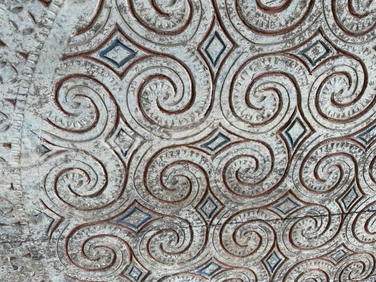 Circular Hand Carved Wooden Panel For Sale at 1stDibs