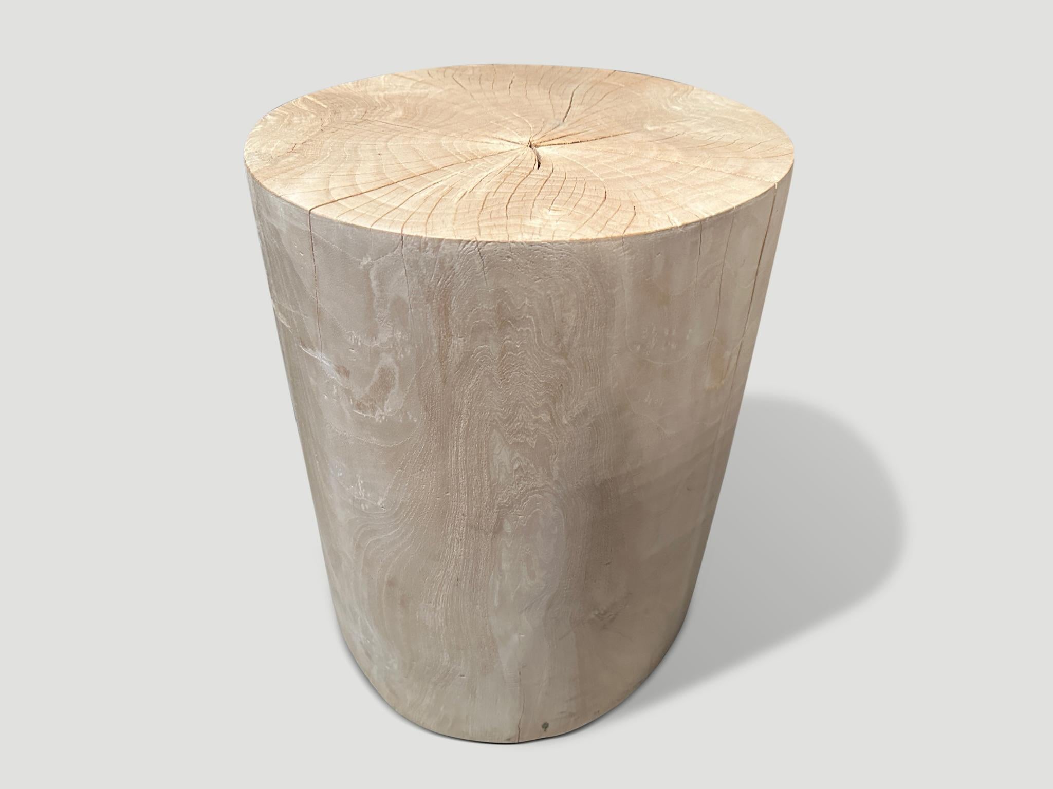 Andrianna Shamaris Cylinder Bleached Teak Wood Side Table or Stool For ...
