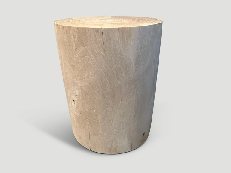 Andrianna Shamaris Cylinder Bleached Teak Wood Side Table or Stool For ...
