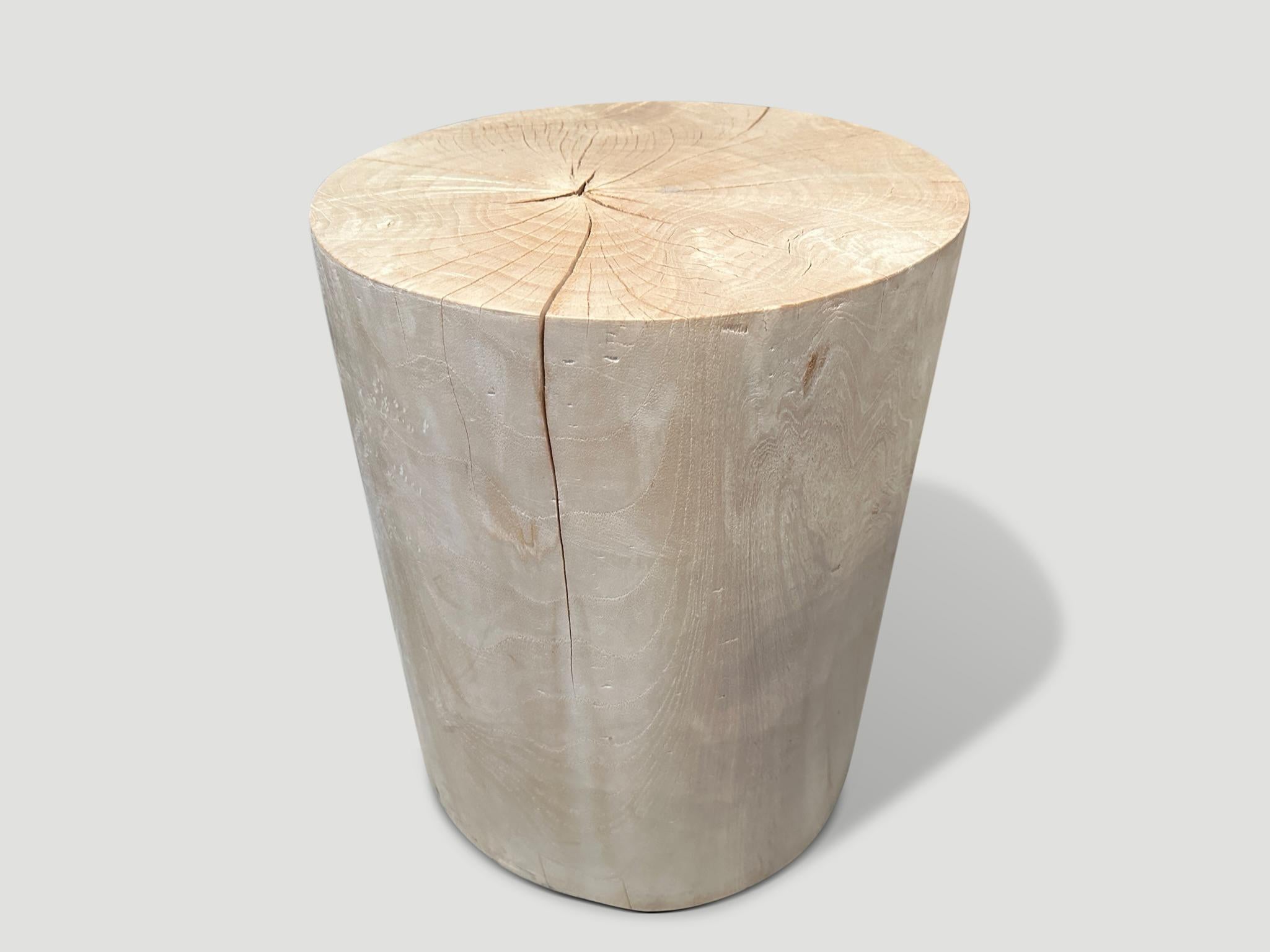 Andrianna Shamaris Cylinder Bleached Teak Wood Side Table or Stool For ...
