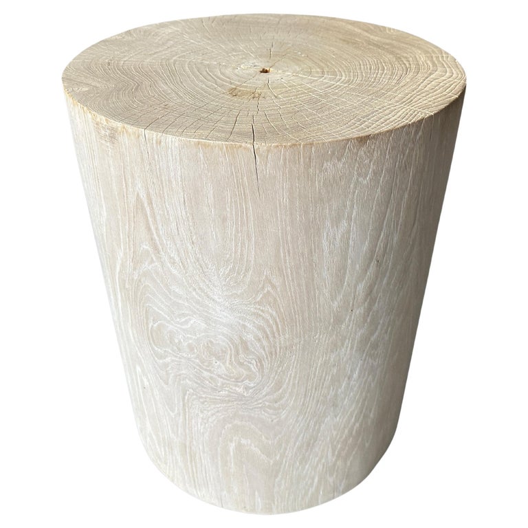 Andrianna Shamaris Cylinder Bleached Teak Wood Side Table or Stool For ...