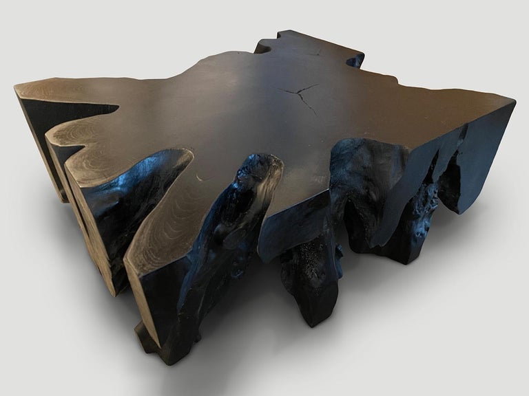 Andrianna Shamaris Impressive Charred Teak Wood Coffee Table or Console ...