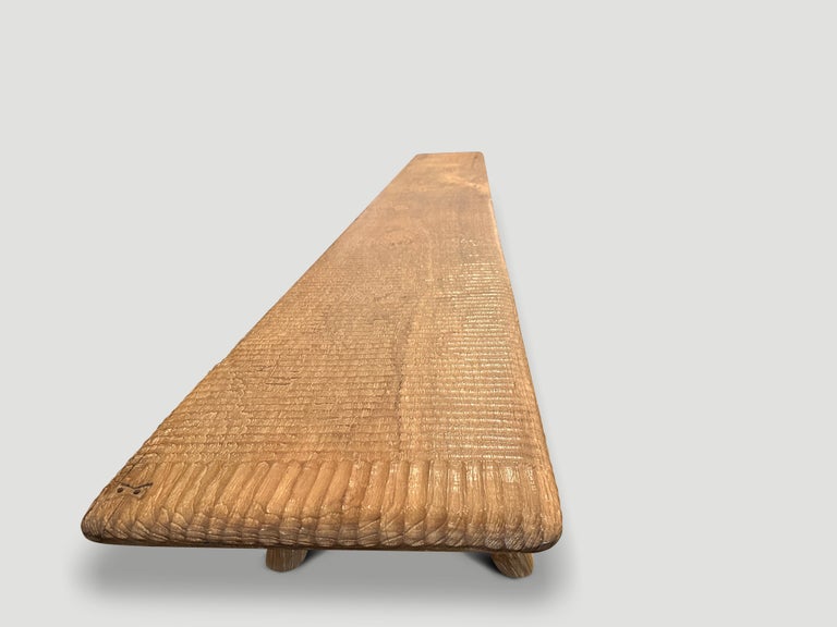 Andrianna Shamaris Impressive Minimalist Carved Long Teak Wood Bench ...