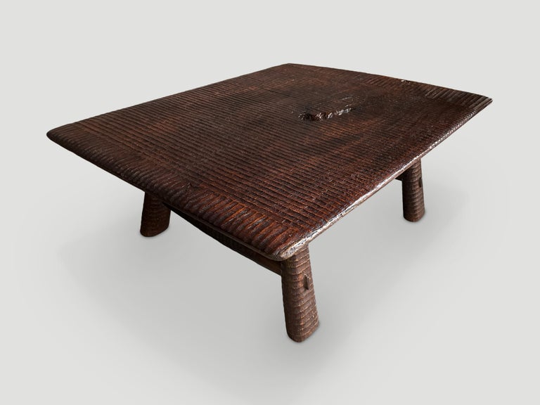 Impressive Teak Wood Minimalist Hand Carved Coffee Table For Sale at ...