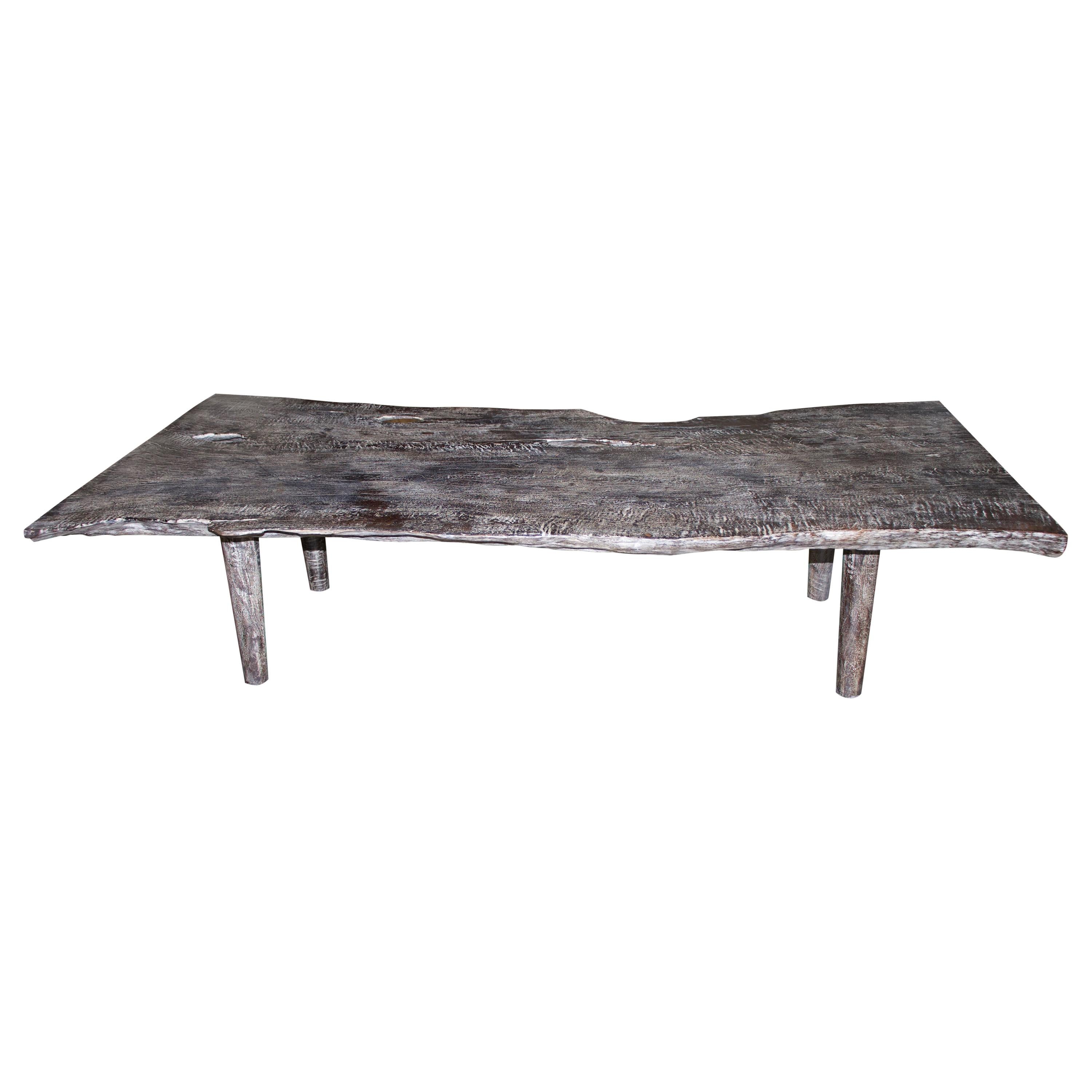 Rustic Teak Wood Live Edge Slab Coffee Table Country Farmhouse Natural ...