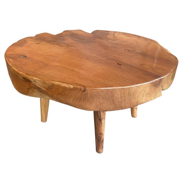 Table basse organique Andrianna Shamaris en bois de teck de style mi ...