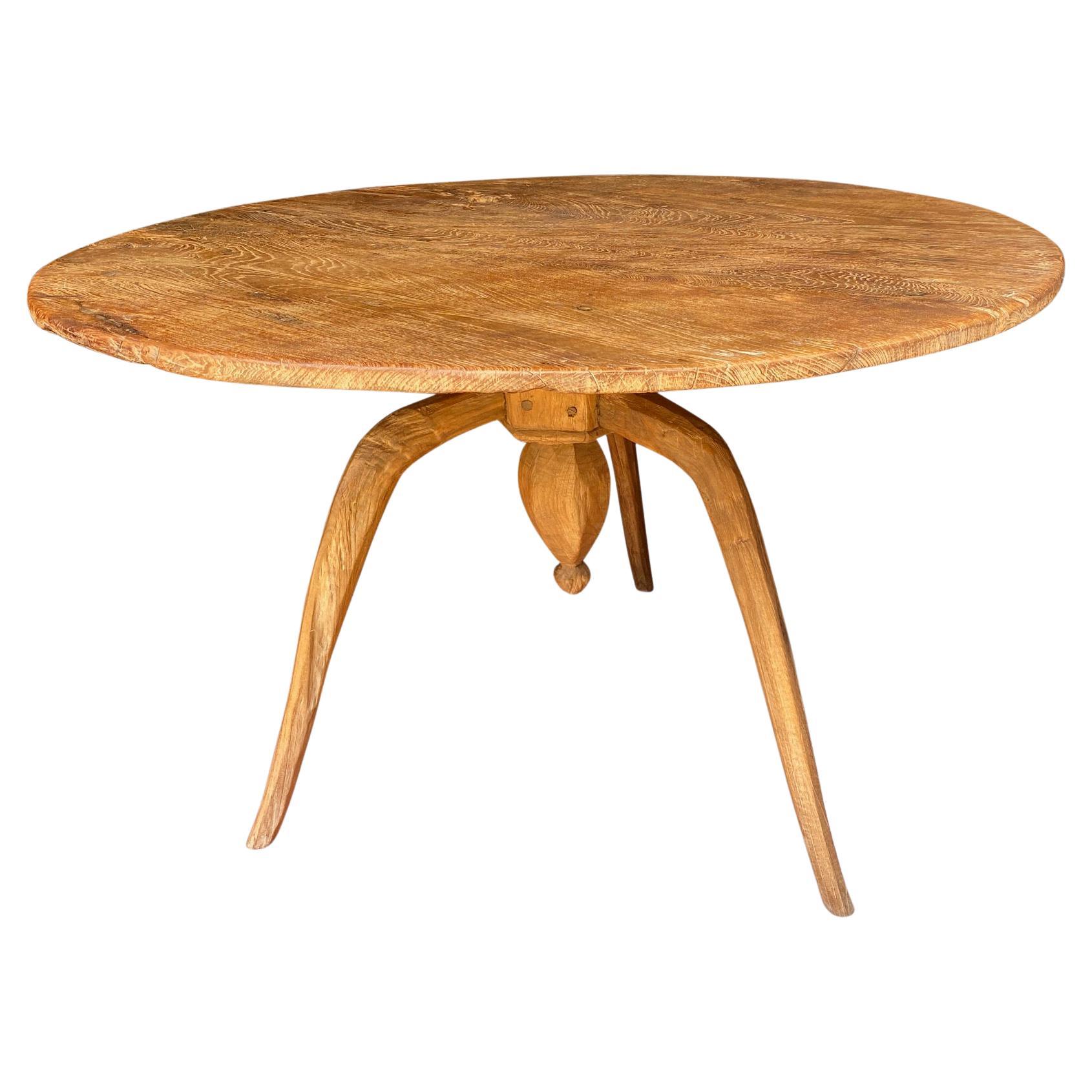 Andrianna Shamaris Minimalist Sculptural Antique Teak Wood Round Table ...