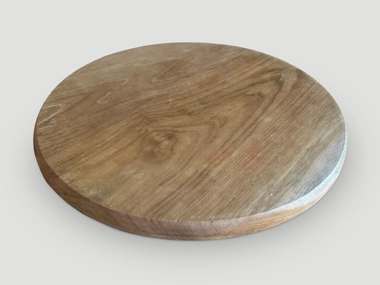 Andrianna Shamaris Minimalist Teak Wood Shallow Platter For Sale at 1stDibs