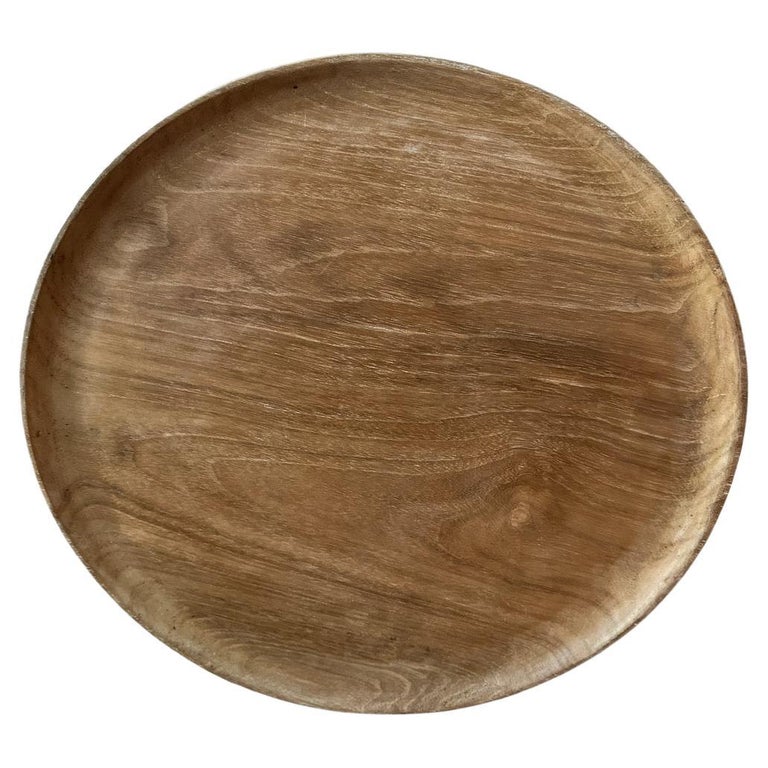 Andrianna Shamaris Minimalist Teak Wood Shallow Platter For Sale at 1stDibs