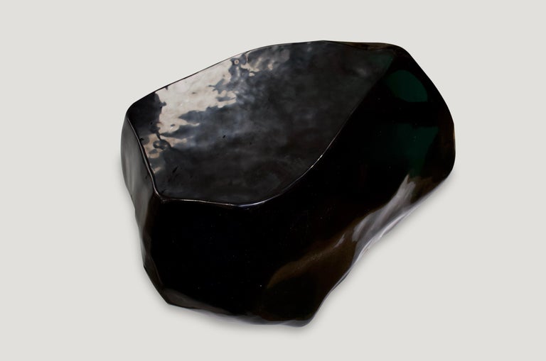 Andrianna Shamaris Obsidian Volcanic Glass Coffee Table or Side Table ...