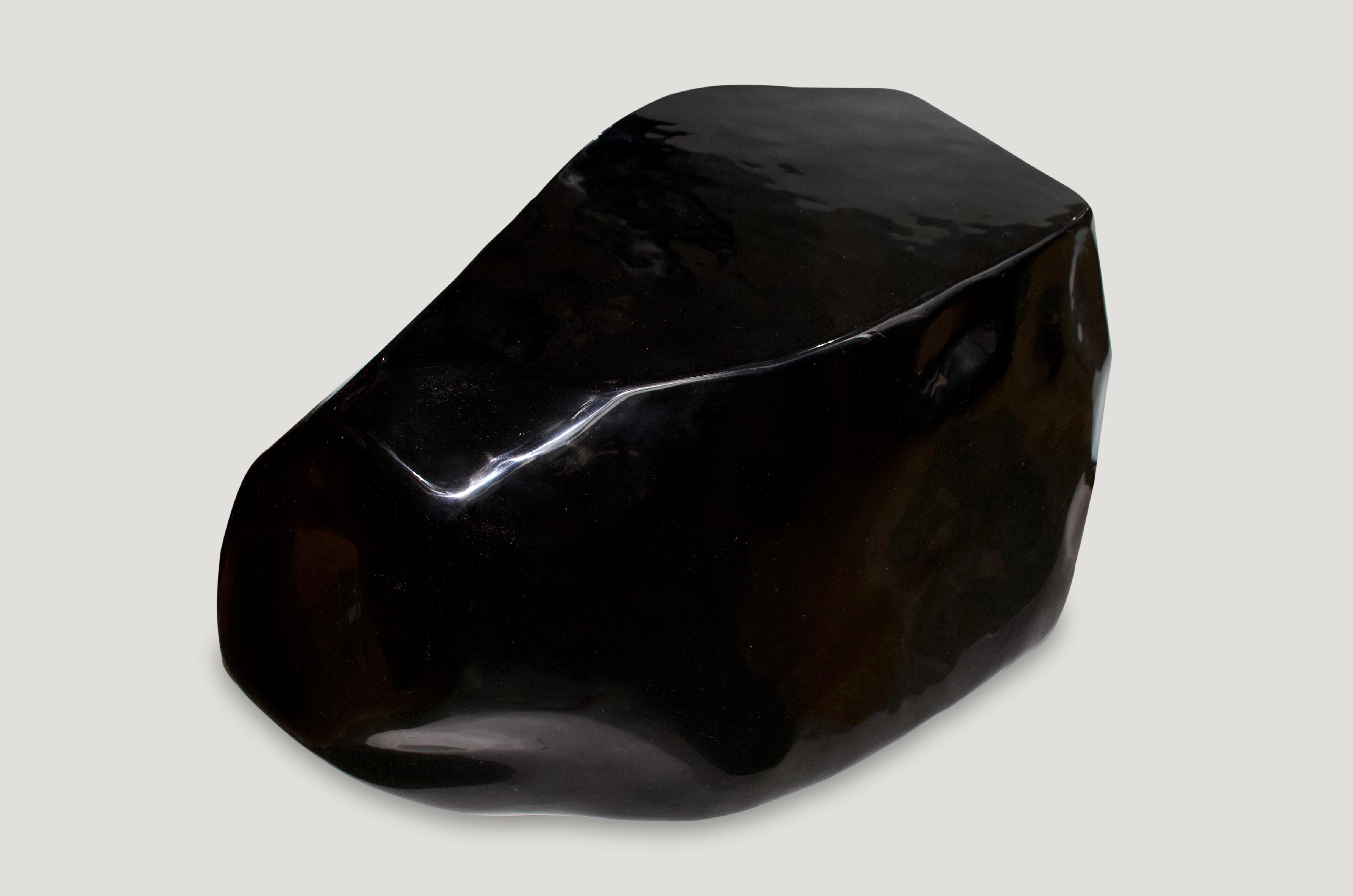 Andrianna Shamaris Obsidian Volcanic Glass Coffee Table or Side Table ...