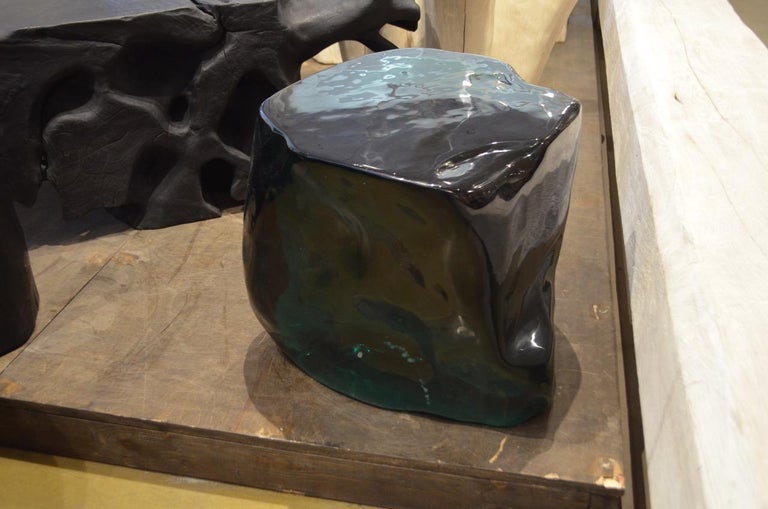 Andrianna Shamaris Obsidian Volcanic Glass Side Table at 1stDibs