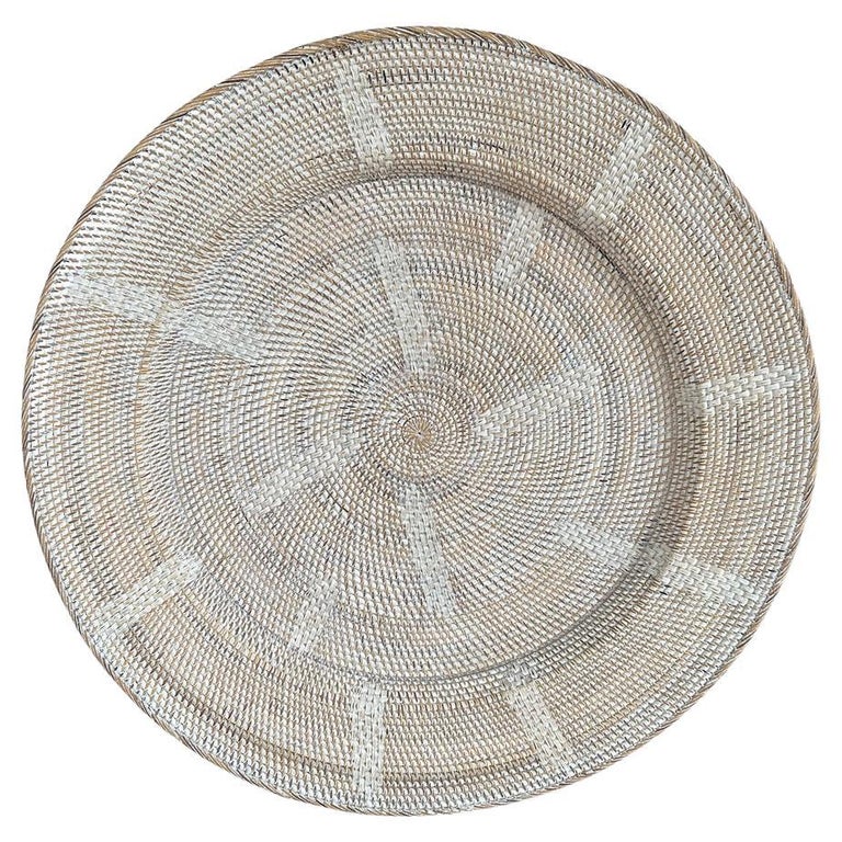 Andrianna Shamaris Oversized Hand Woven Rattan Platter For Sale at 1stDibs