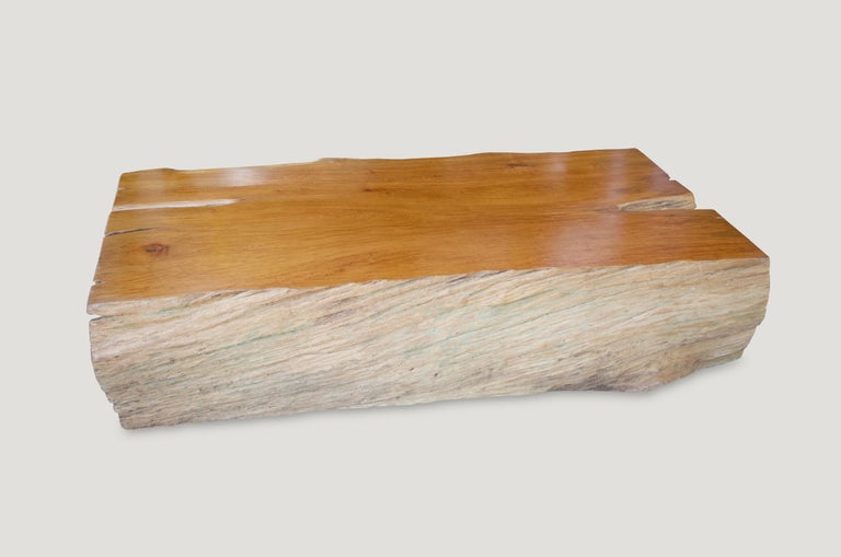 Andrianna Shamaris Polished Teak Wood Log Coffee Table For Sale at ...