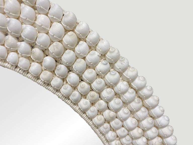 Andrianna Shamaris Round White Shell Mirror at 1stDibs | round shell ...