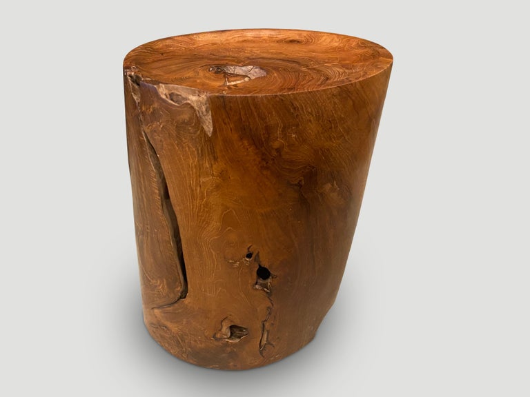 Andrianna Shamaris Sculptural Natural Teak Wood Tray Side Table For ...