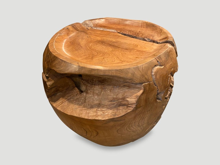 Andrianna Shamaris Sculptural Teak Wood Tray Side Table at 1stDibs