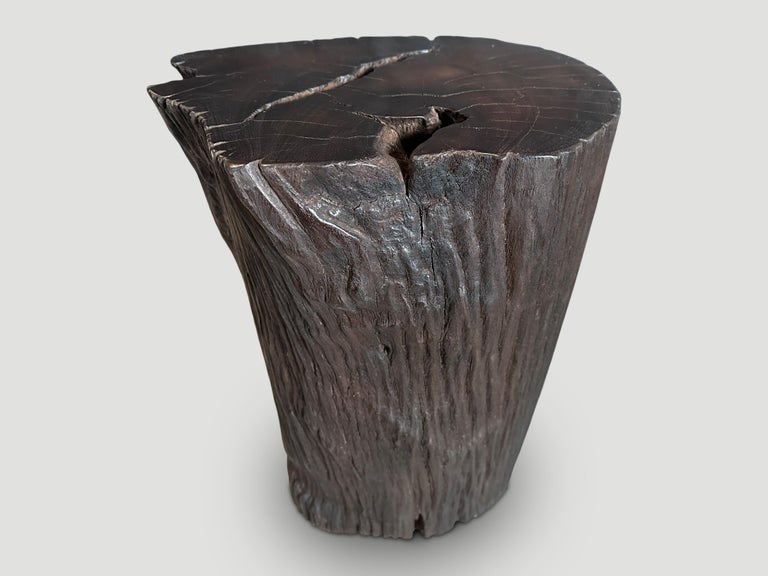 Andrianna Shamaris Sculptural Ulin Wood Side Table For Sale at 1stDibs