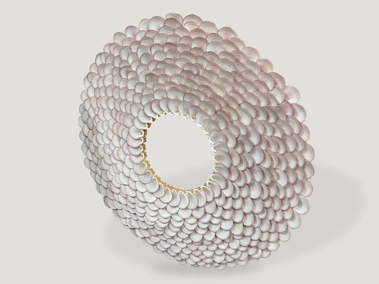 Andrianna Shamaris Shell Pink Round Mirror For Sale at 1stDibs