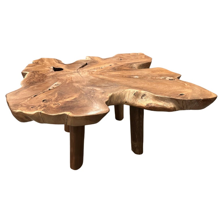 Andrianna Shamaris Single Slab Live Edged Teak Wood Coffee Table For ...